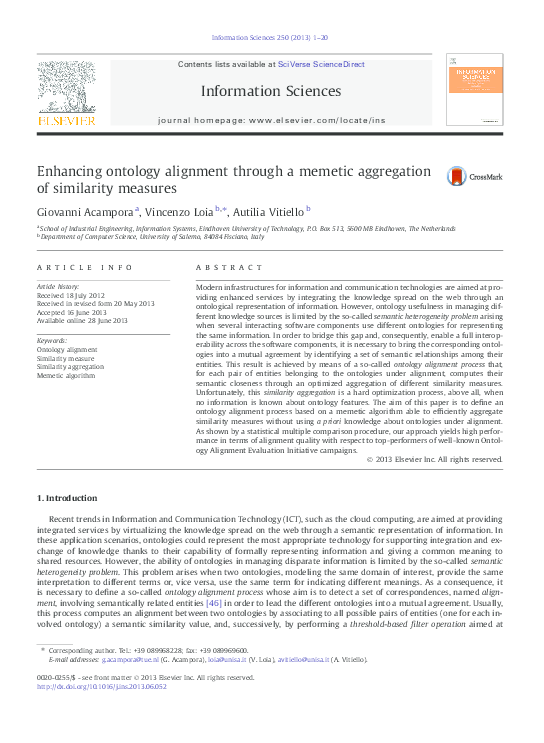 (PDF) Enhancing ontology alignment through a memetic aggregation of similarity measures