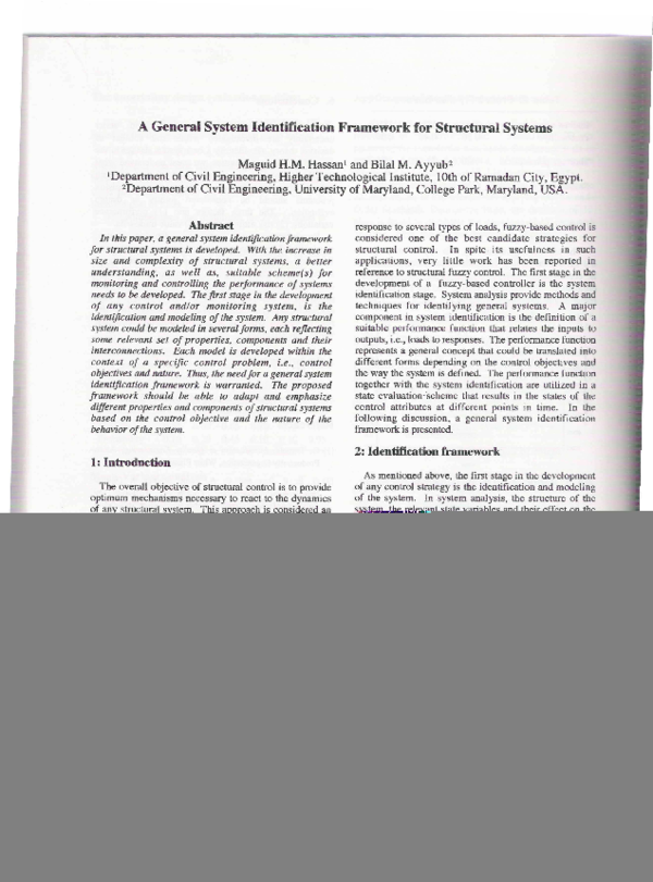 A general system identification framework for structural systems