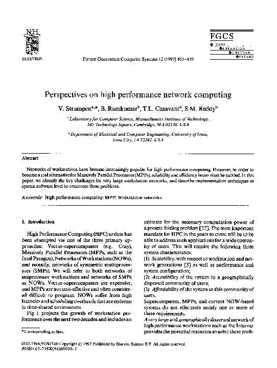 (PDF) Perspectives on high performance network computing