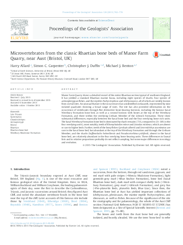 (PDF) Microvertebrates from the classic basal Rhaetic bone bed of Manor ...