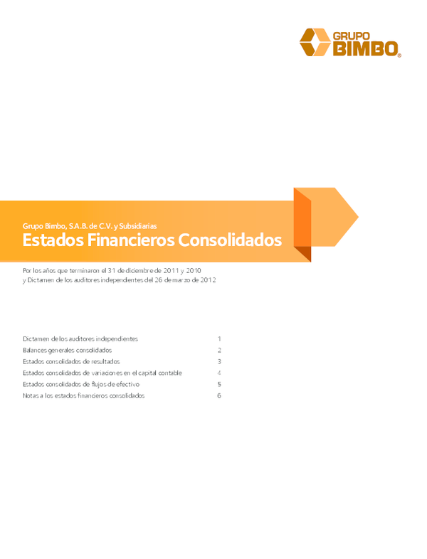 (PDF) Grupo Bimbo Estados Financieros Consolidados 2011