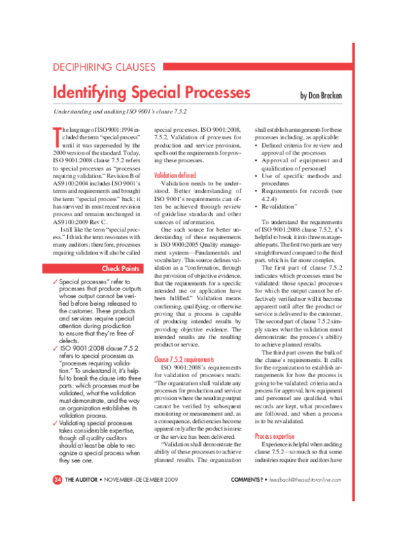 (PDF) Identifying Special Processes