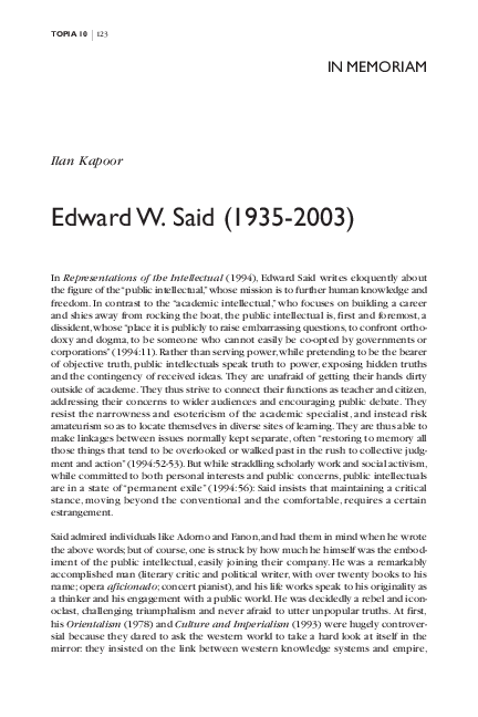 (PDF) Edward W. Said (1935-2003)