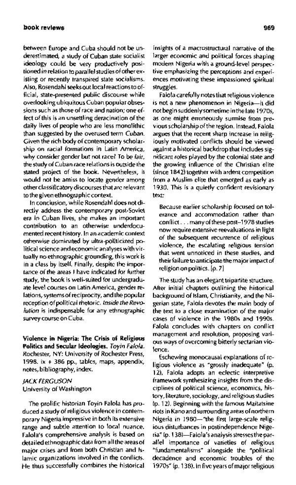 (PDF) Violence in Nigeria: The Crisis of Religious Politics and Secular ...