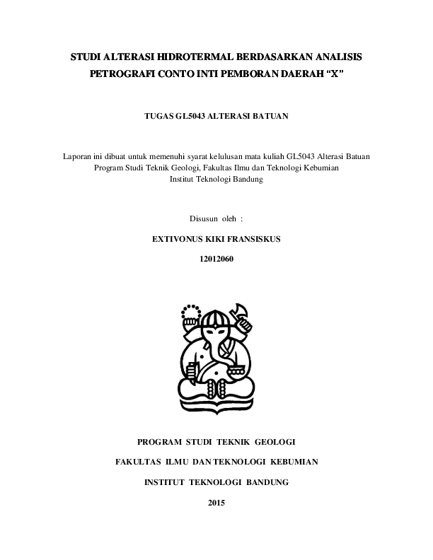 (PDF) STUDI ALTERASI HIDROTERMAL BERDASARKAN ANALISIS PETROGRAFI CONTO ...