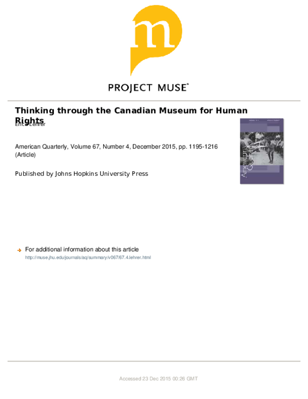 (PDF) Thinking through the Canadian Museum for Human Rights