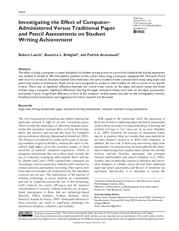 (PDF) Investigating the Effect of Computer- Administered Versus ...