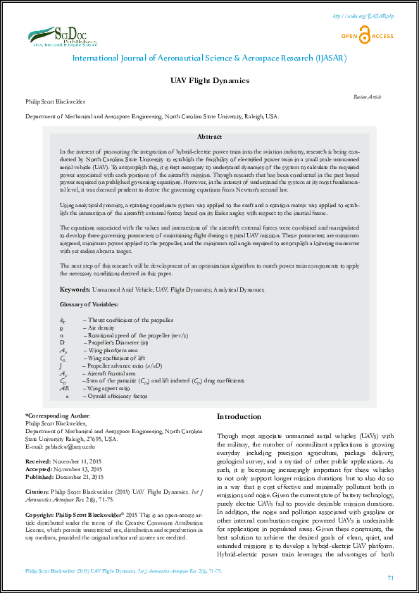 (PDF) UAV Flight Dynamics