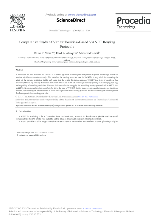 (PDF) Comparative Study of Variant Position-based VANET Routing Protocols
