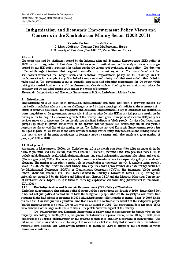 (PDF) Indigenisation and Economic Empowerment Policy Views and Concerns ...