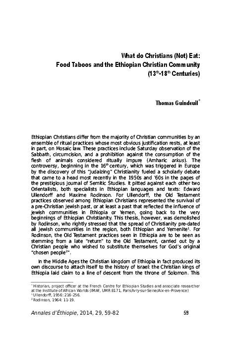 What Do Christians (Not) Eat: Food Taboos and the Ethiopian Christian ...