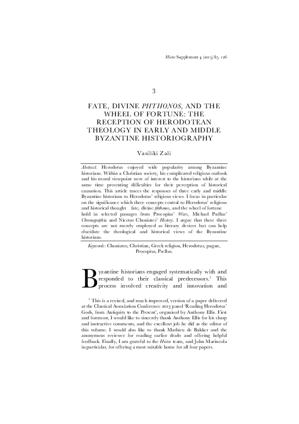 (PDF) 'Fate, Divine Phthonos, and the Wheel of Fortune: the Reception ...