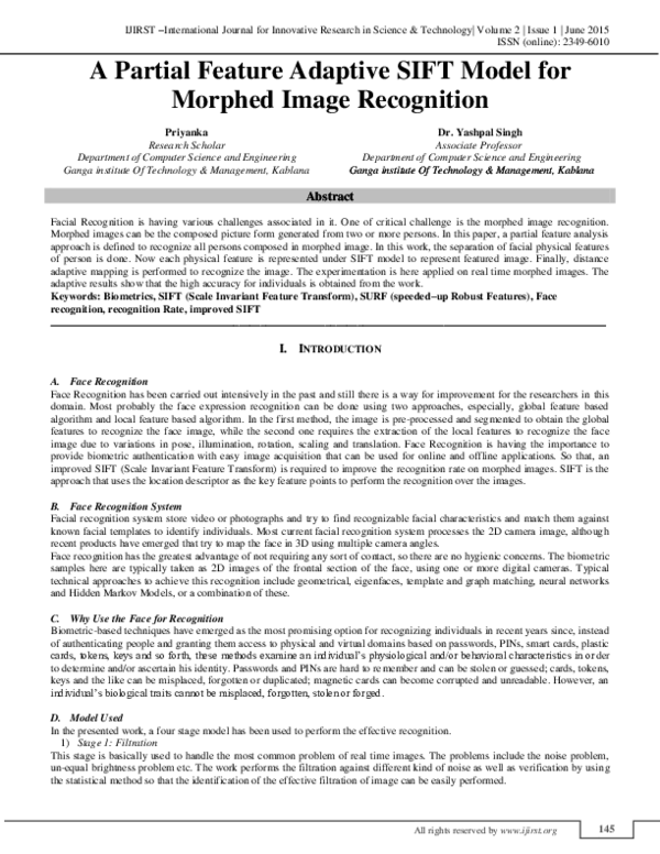 (PDF) A Partial Feature Adaptive SIFT model for Morphed Image ...