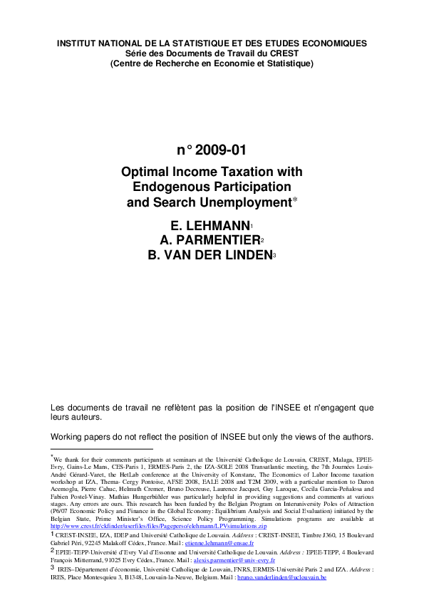 (PDF) INSTITUT NATIONAL DE LA STATISTIQUE ET DES ETUDES ECONOMIQUES Série des Documents de ...