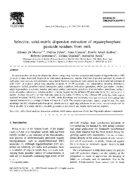 (PDF) Selective, solid-matrix dispersion extraction of organophosphate ...