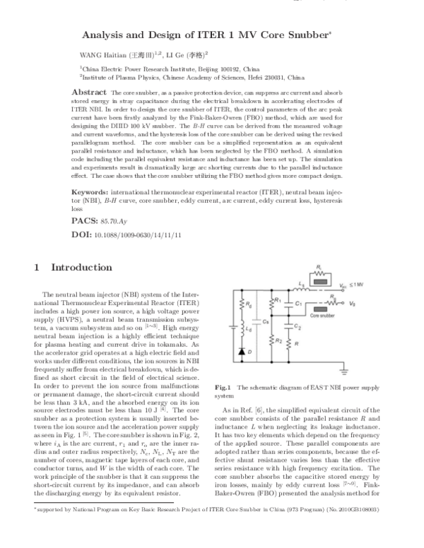 (PDF) Analysis and Design of ITER 1MV Core Snubber