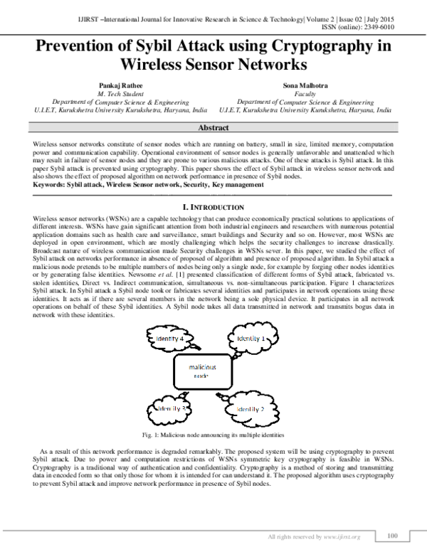 Pdf Journal Of Multimedia Technology And Recent Advancements A Review On Sybil Attack In