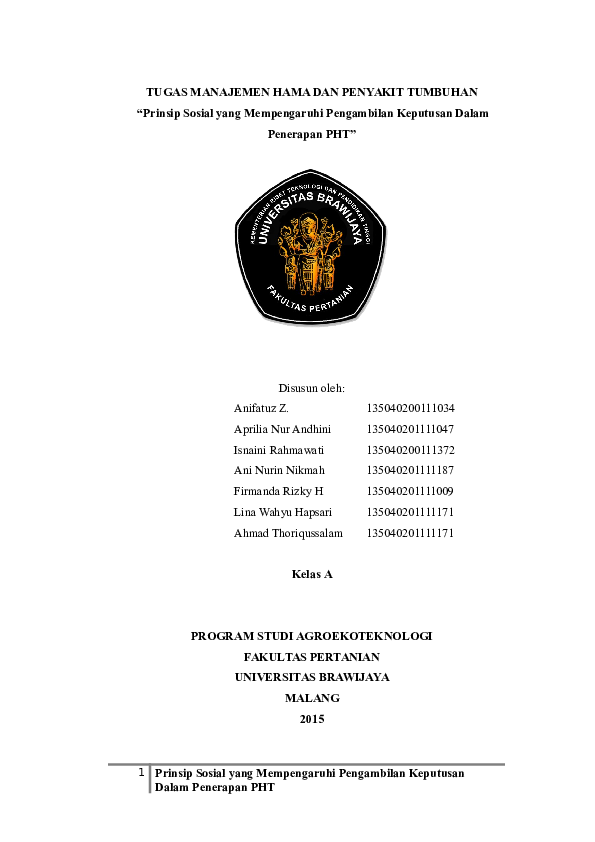 Prinsip Sosial dalam Menerapkan Sistem PHT