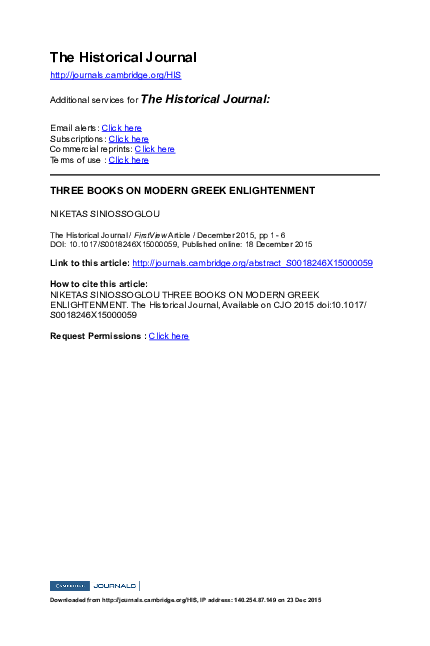 (PDF) Three Books on Modern Greek Enlightenment