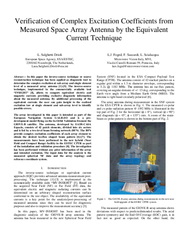 (PDF) Verification of Complex Excitation Coefficients from Measured ...