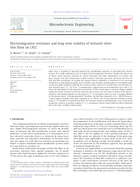 (PDF) Electromigration resistance and long term stability of textured ...