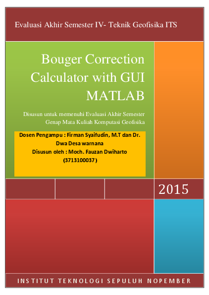 Pdf Gui Matlab Applied In Bouger Correction Calculator