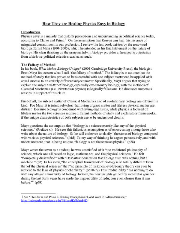 (DOC) How They are Healing Physics Envy in Biology