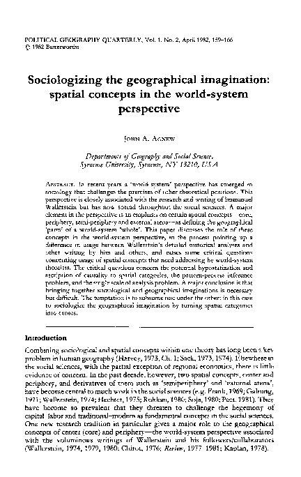 (PDF) Sociologizing the geographical imagination: spatial concepts in ...