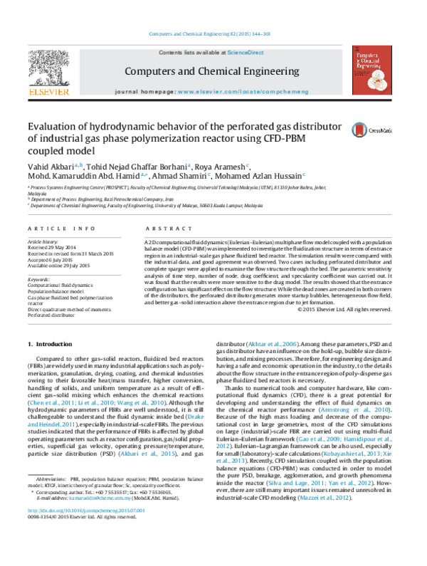 (PDF) Evaluation of hydrodynamic behavior of the perforated gas distributor of industrial gas ...