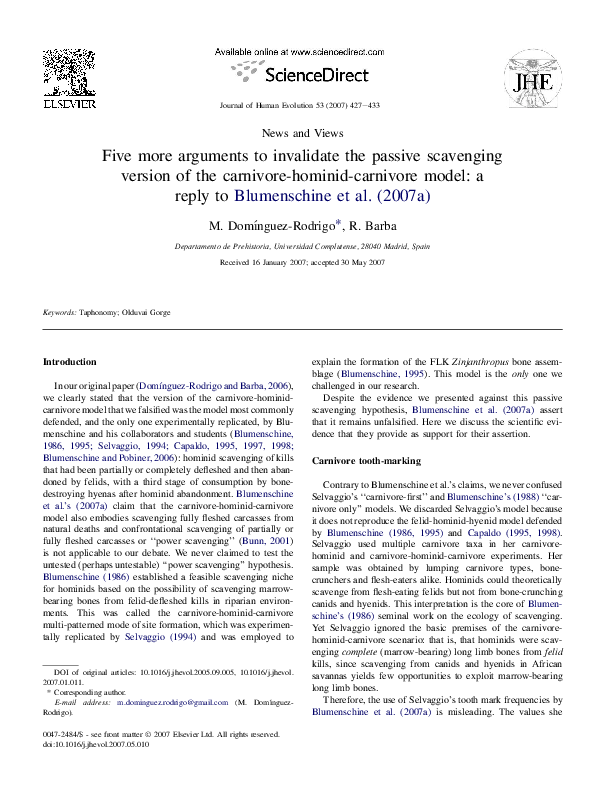 (PDF) Five more arguments to invalidate the passive scavenging version ...