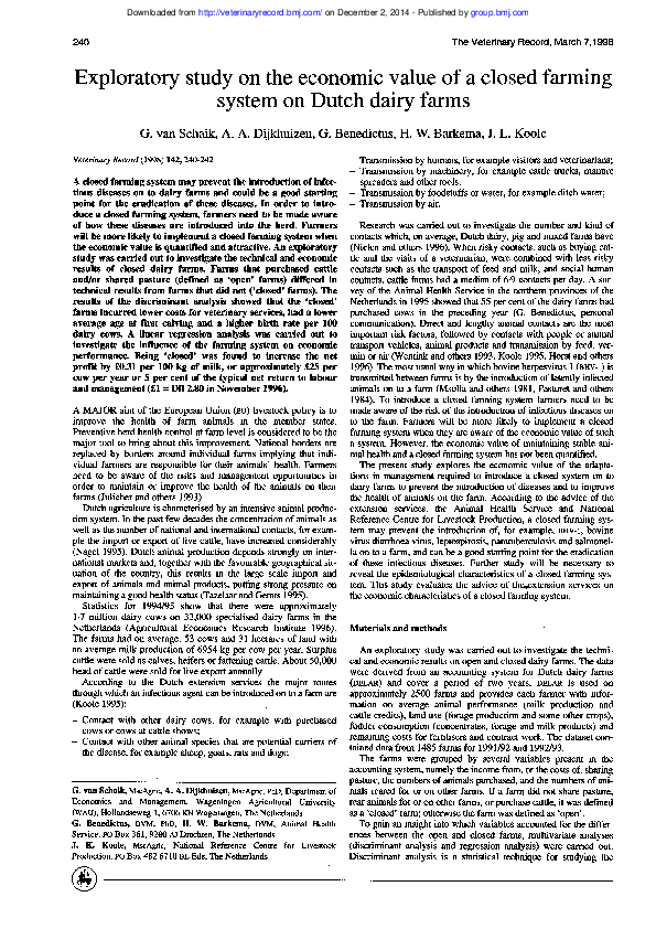 (PDF) Exploratory study on the economic value of a closed farming ...