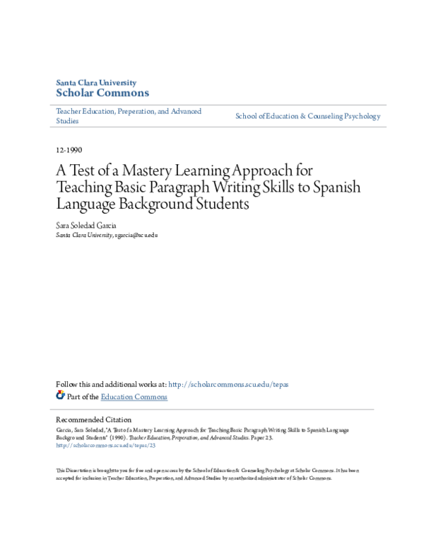 (PDF) A Test of a Mastery Learning Approach for Teaching Basic ...