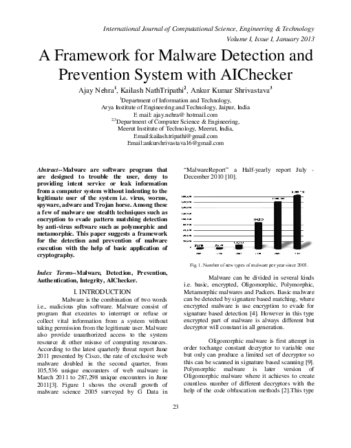 (PDF) A Framework for Malware Detection and Prevention System with ...