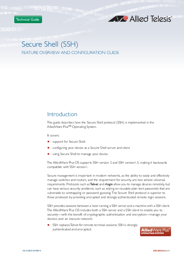 (PDF) SSH Feature Overview and Configuratoin Guide
