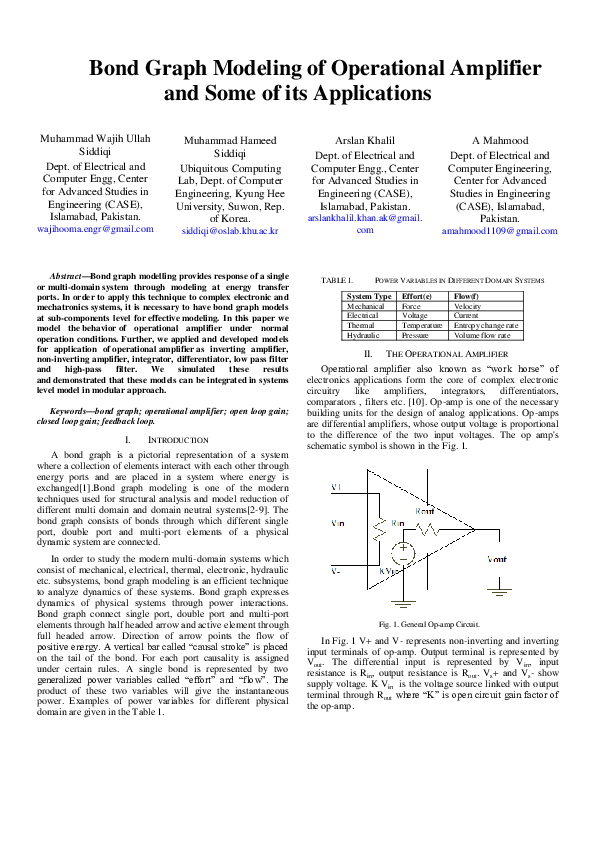 (PDF) Bond Graph Modeling of Operational Ampli
