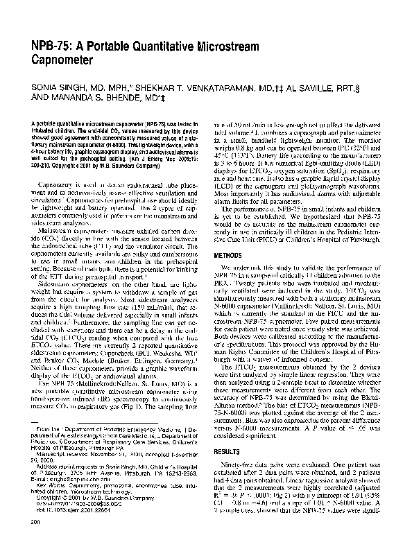 (PDF) NPB-75: A portable quantitative microstream capnometer