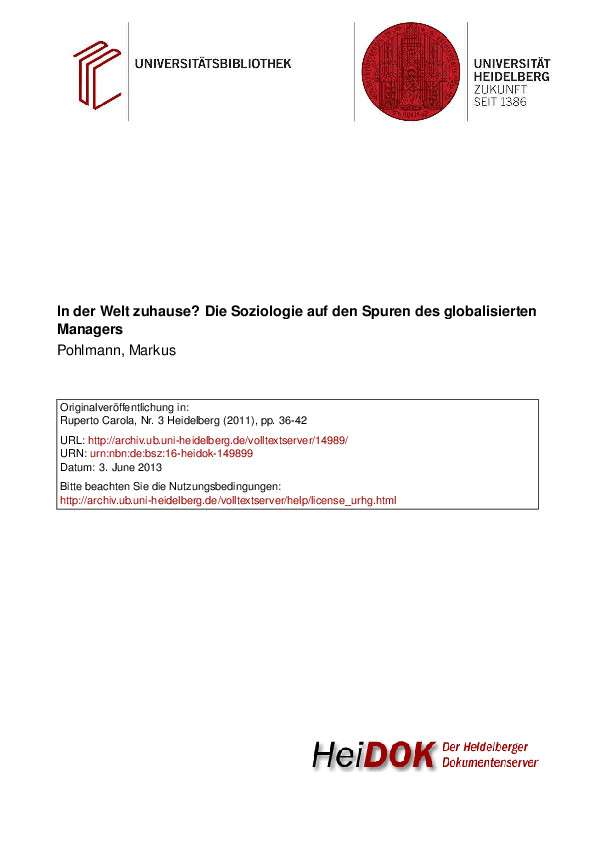 (PDF) In der Welt zuhause? Die Soziologie auf den Spuren des ...