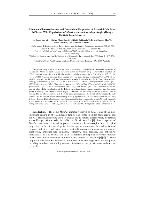 (PDF) Chemical Characterization and Insecticidal Properties of ...