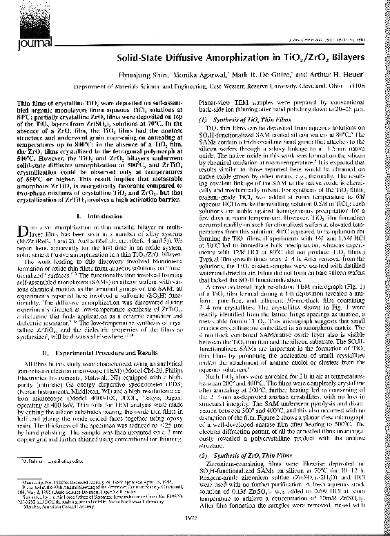 (PDF) Solid-State Diffusive Amorphization in TiO2/ZrO2 Bilayers