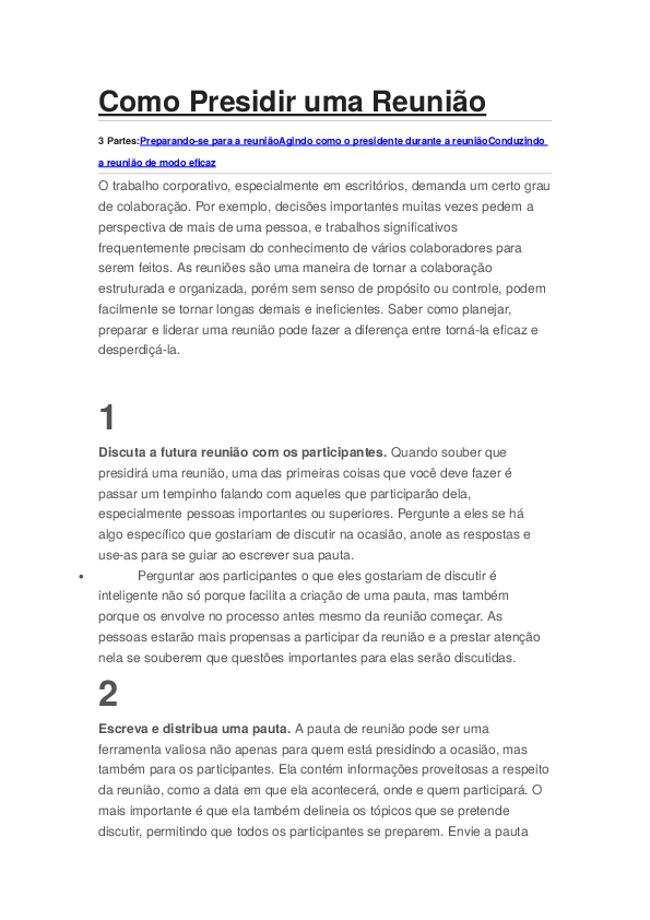 (DOC) Como Presidir uma Reuniao