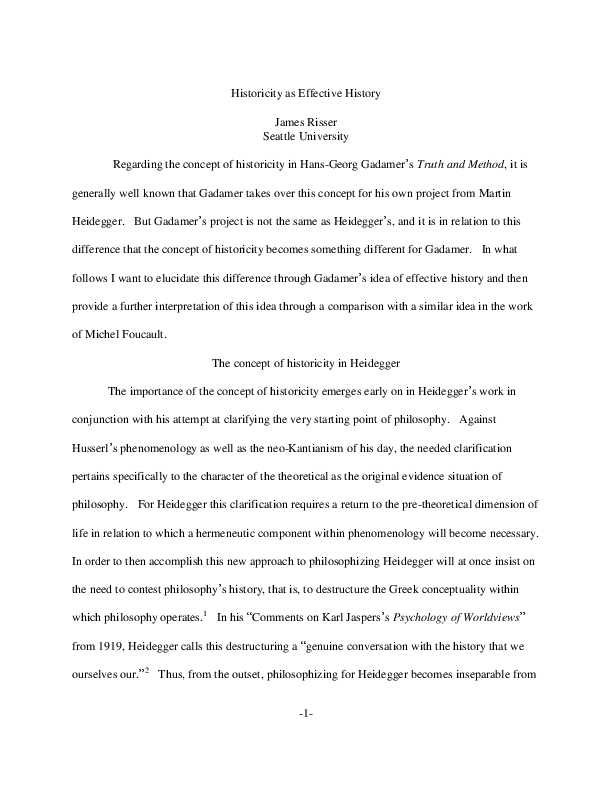 (PDF) Historicity as Effective History