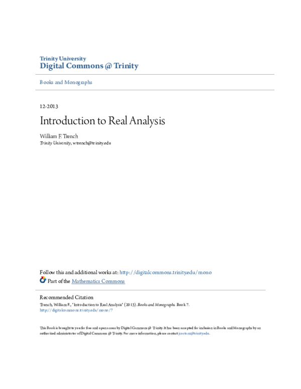(PDF) Introduction to Real Analysis
