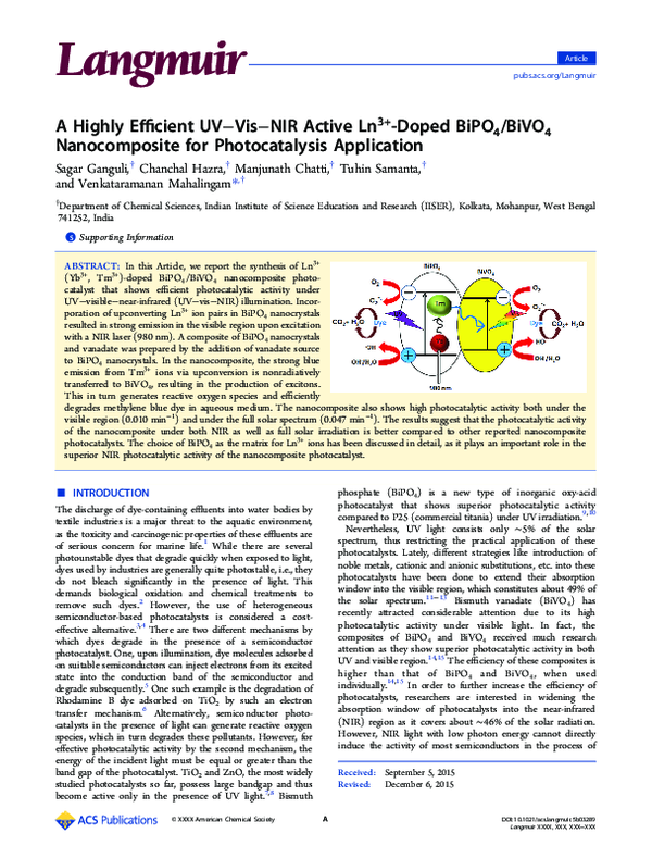 (PDF) A Highly Efficient UV–Vis–NIR Active Ln3+-Doped BiPO4/BiVO4 ...