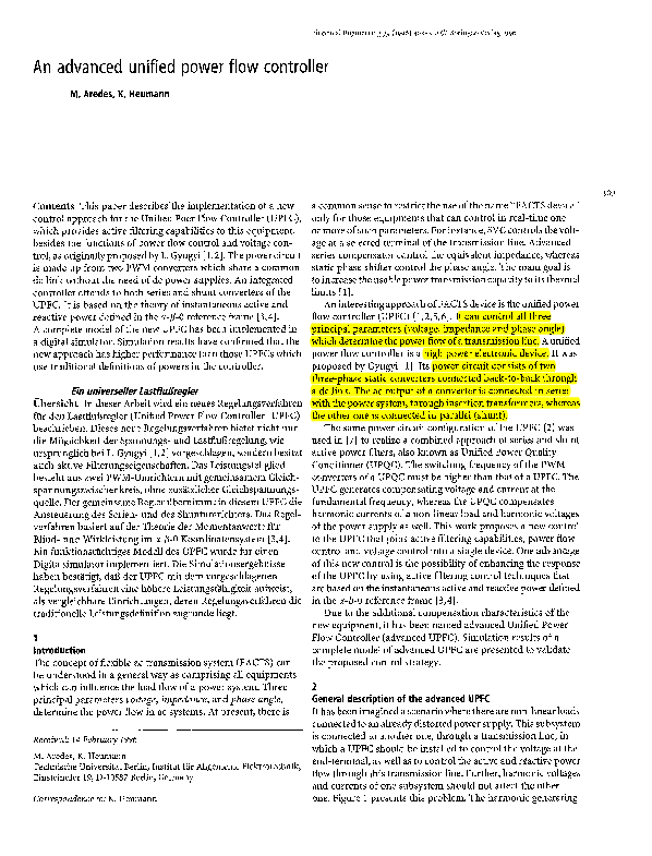 (PDF) An advanced unified power flow controller