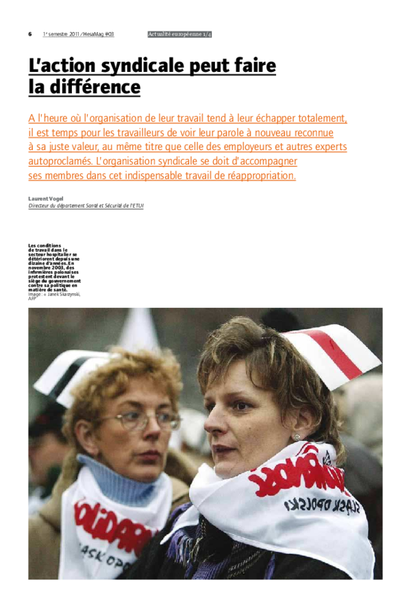 (PDF) L’action syndicale peut faire la différence (2011)