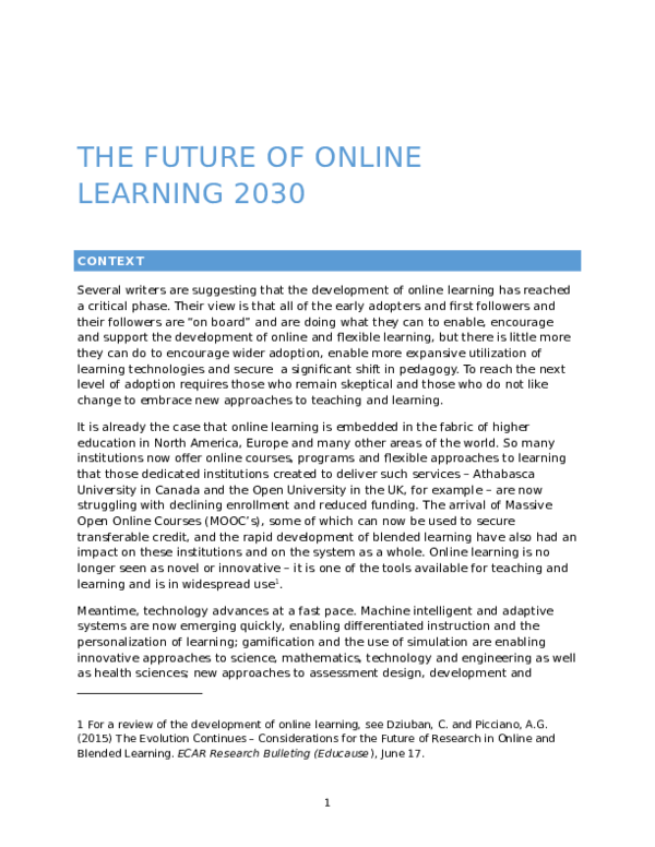 (DOC) The Future of Online Learning, 2030