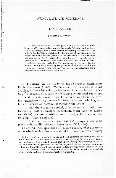 (PDF) Avunculate and Fosterage