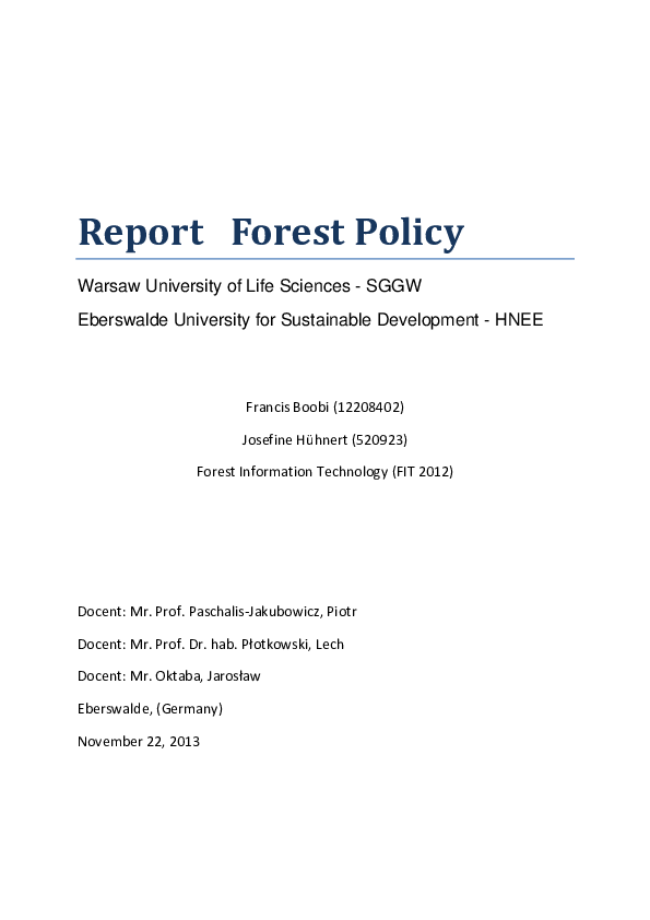 (PDF) Forest Policy report paper