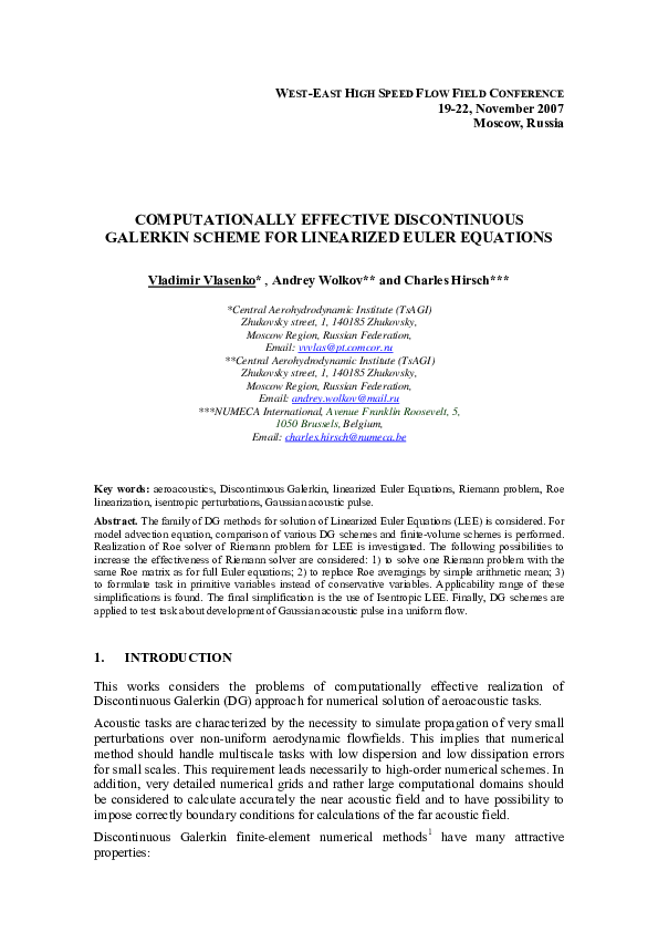 (PDF) COMPUTATIONALLY EFFECTIVE DISCONTINUOUS GALERKIN SCHEME FOR ...