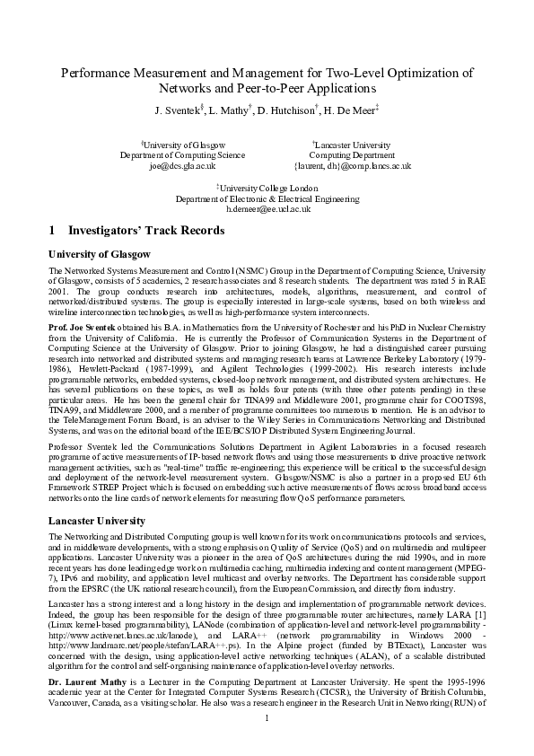 Pdf Performance Measurement And Management For Two Level Optimization Of Networks And Peer To